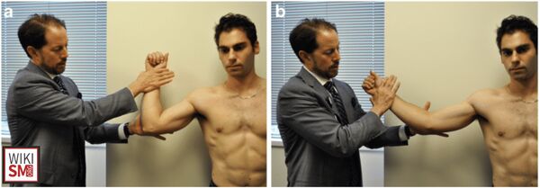 Moving Valgus Stress Test - Elbow UCL Tear - WikiSM (Sports Medicine Wiki)